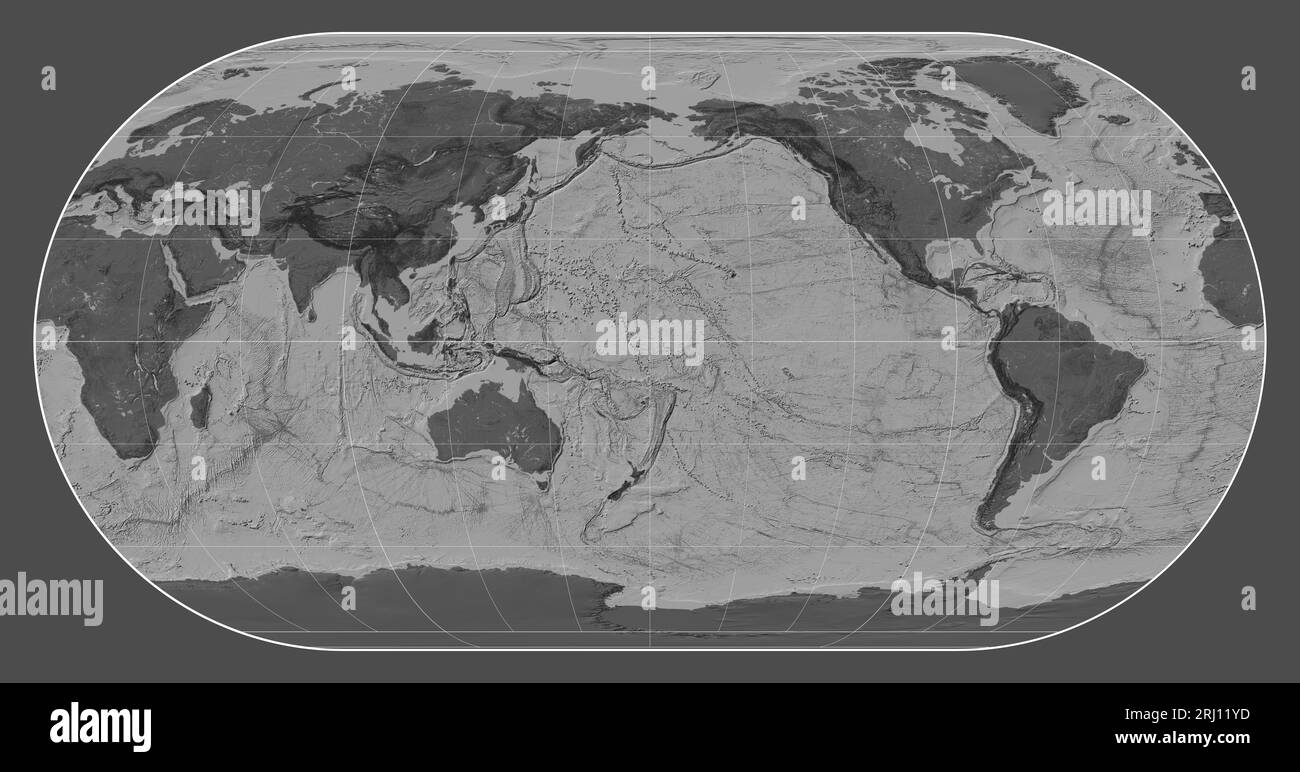 Bilevel map of the world in the Eckert III projection centered on the ...