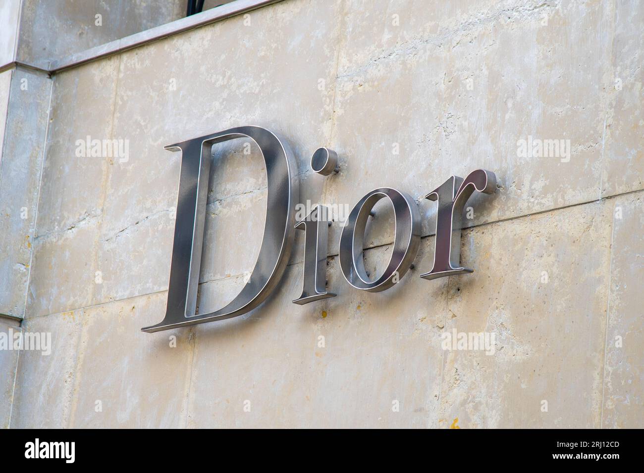 Signboard logo of the company DIOR on the store. Kyiv, Ukraine - July ...