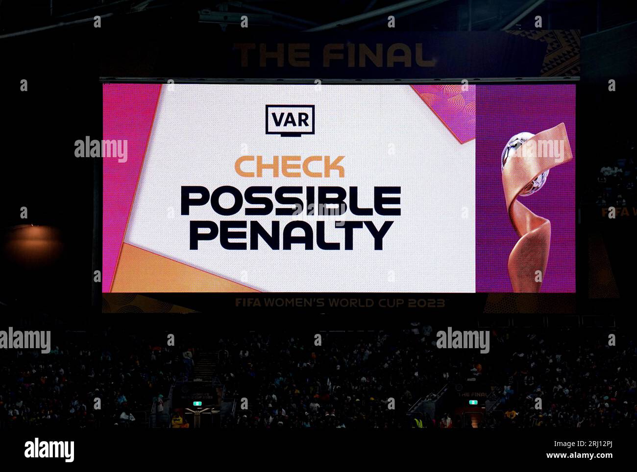 VAR checks for a possible penalty for a handball from England's Keira ...