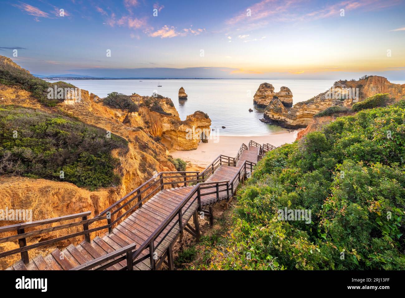 Boardwalk and Stairs to Camilo Beach at Sunrise Camilo Beach,Praia do ...