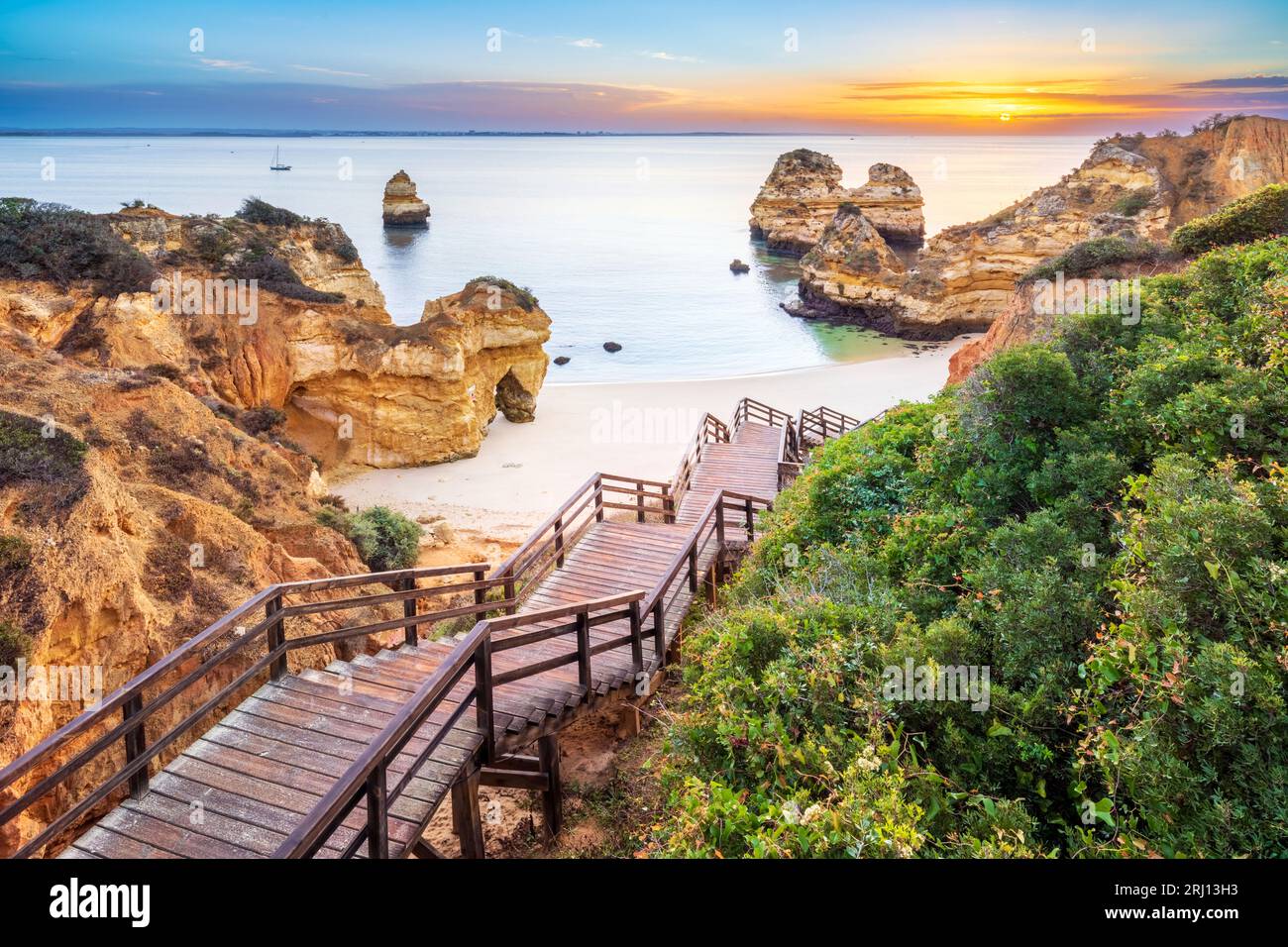 Boardwalk and Stairs to Camilo Beach at Sunrise Camilo Beach,Praia do ...