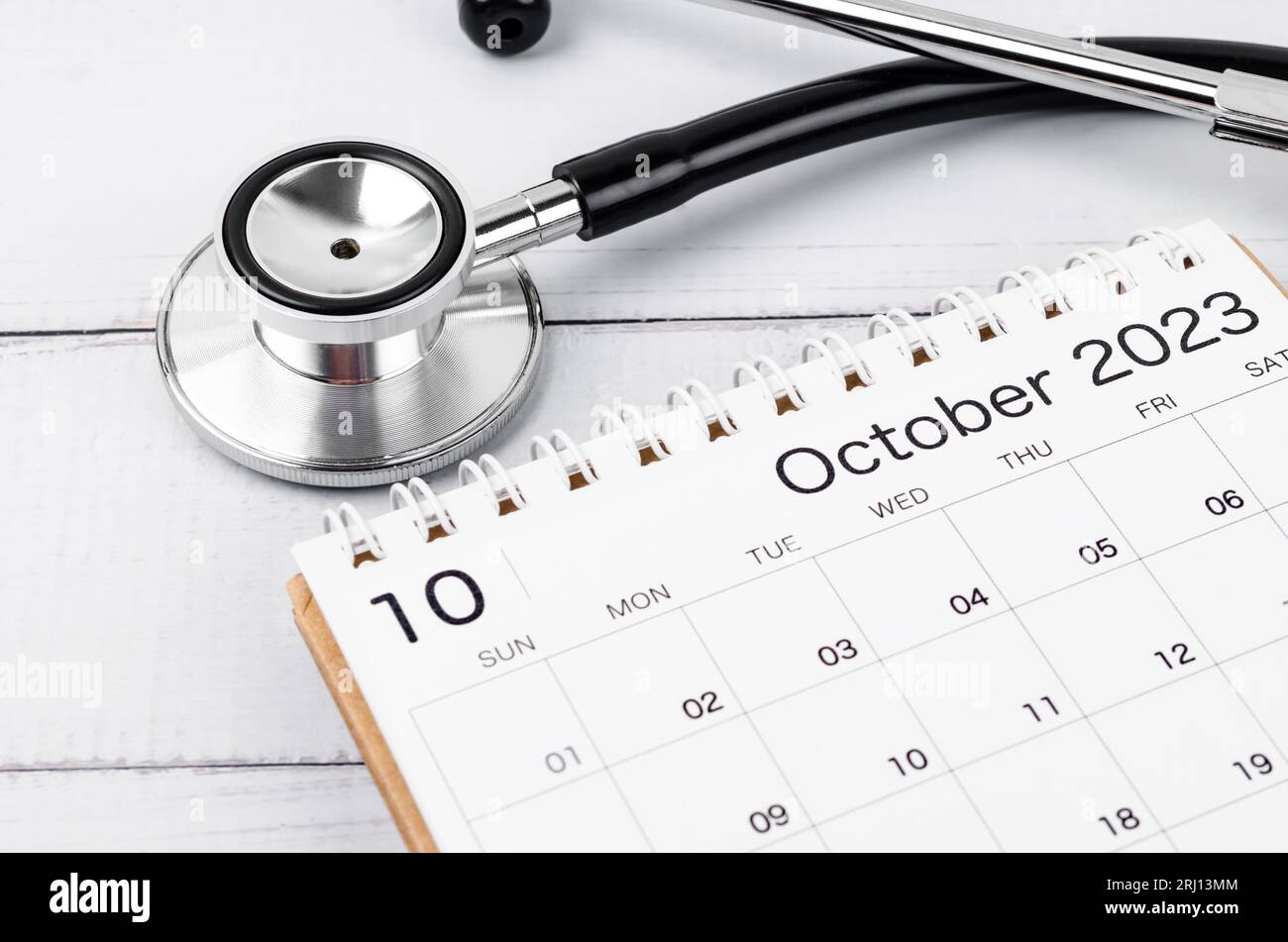 Stethoscope medical and october 2023 desk calendar hi-res stock ...