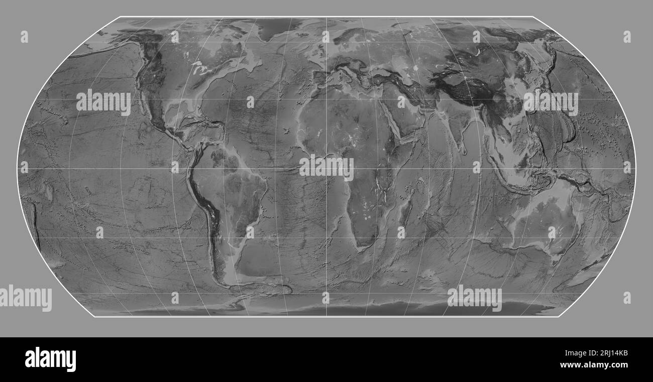 Grayscale map of the world in the Hatano Asymmetrical Equal Area ...
