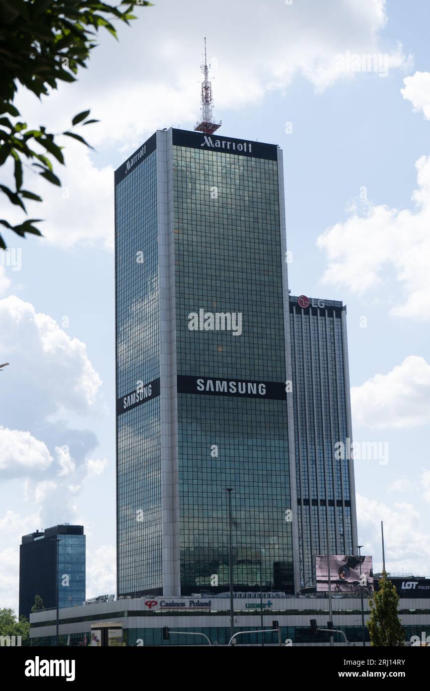 Samsung building in Warsaw. Skyscraper Marriott in the center of the ...