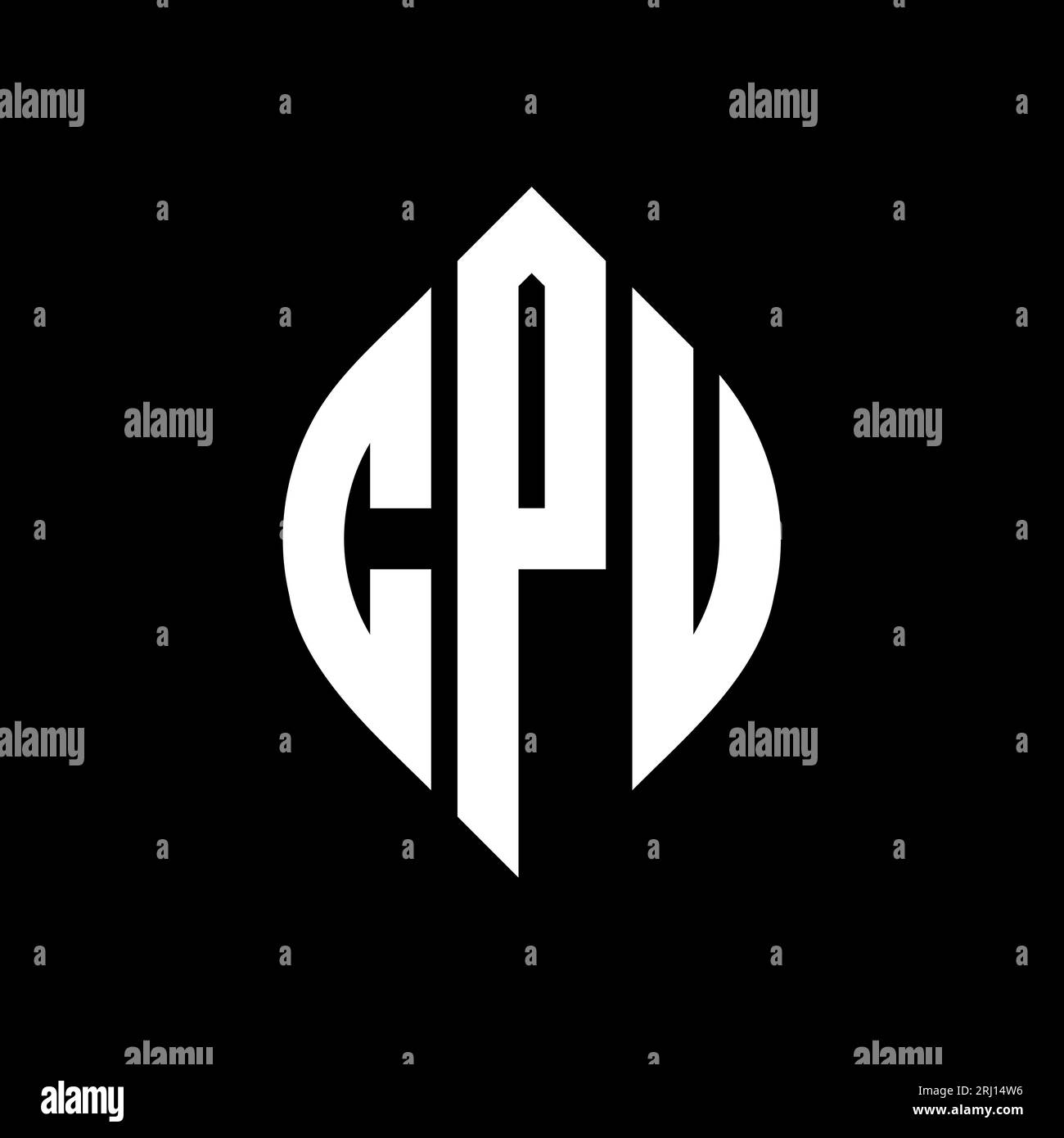 CPU circle letter logo design with circle and ellipse shape. CPU ...