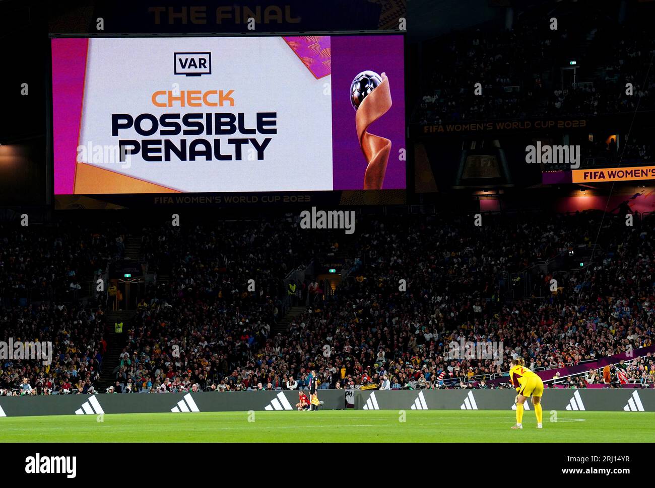 VAR checks for a possible penalty for a handball from England's Keira ...
