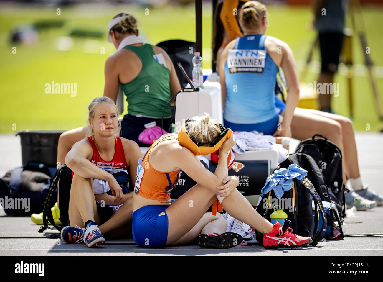 BUDAPEST - Anouk Vetter is in the shade because of the heat during the ...
