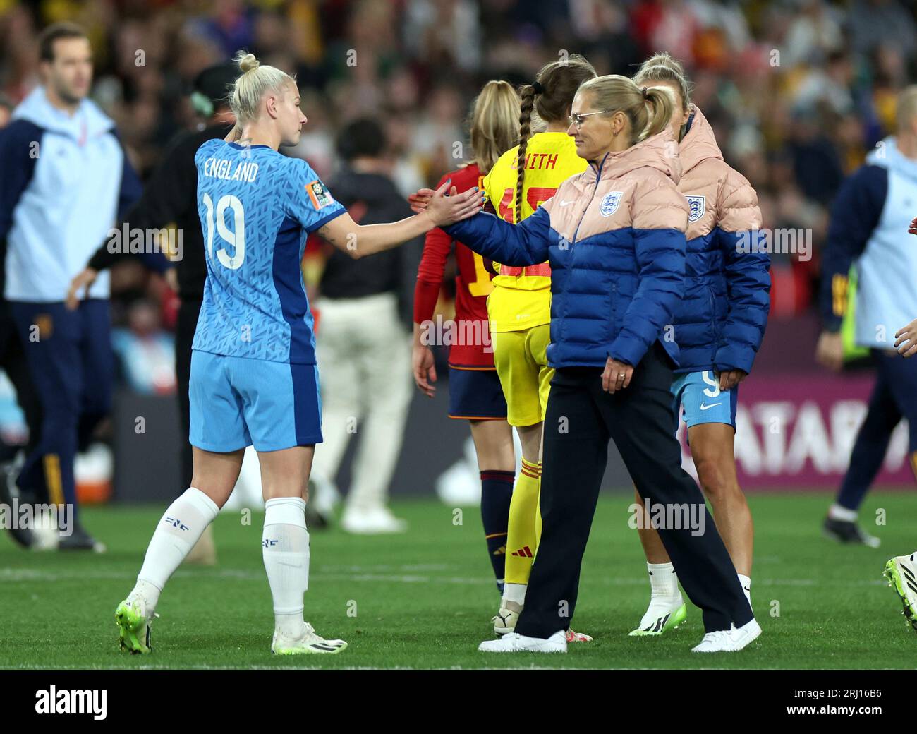 England's Bethany England (left) and head coach Sarina Wiegman after ...