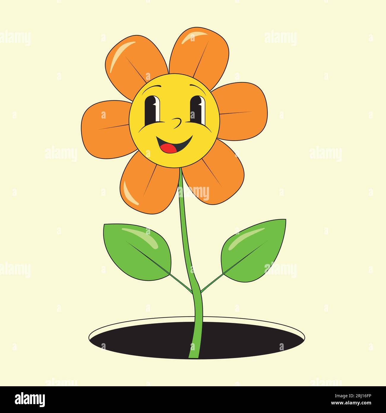 Cartoon cute moving flower. Vector illustration Stock Vector Image ...