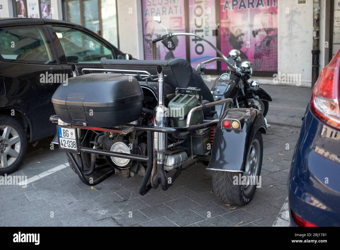 A VW Beetle powered three-wheeled chopper motorcycle Stock Photo - Alamy