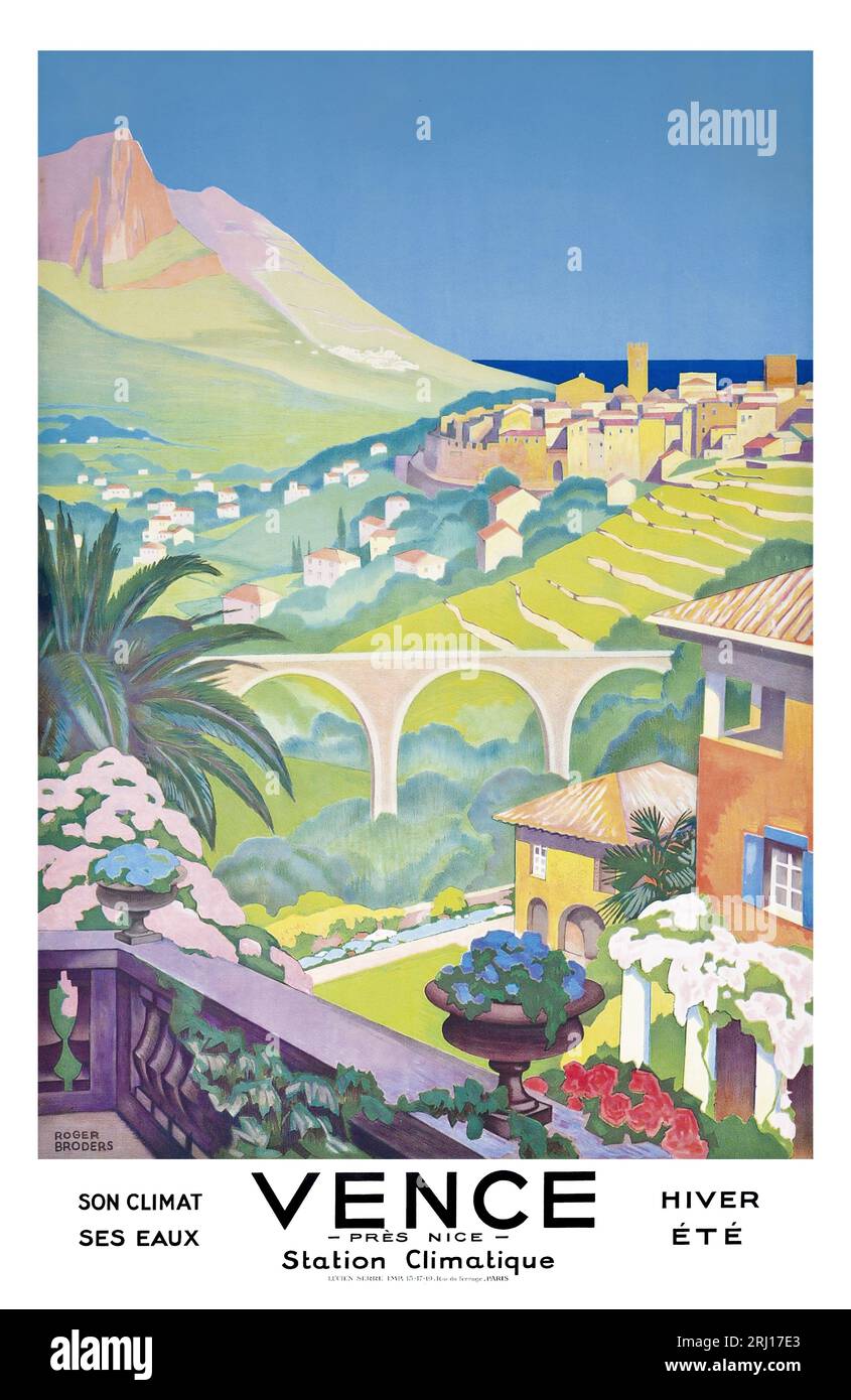 Vintage travel poster for nice france hi-res stock photography and ...