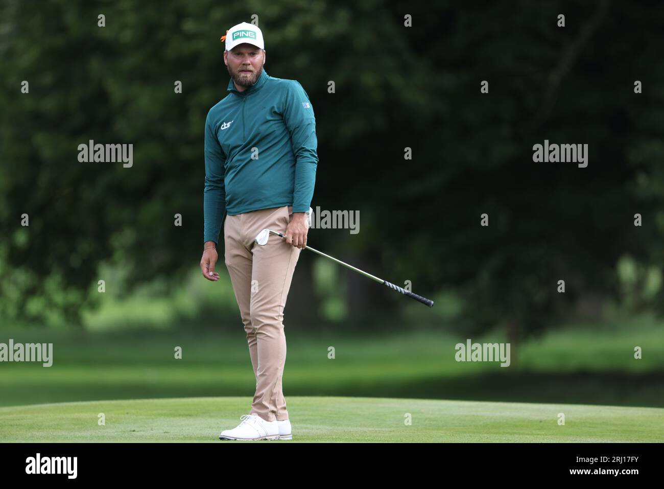 Daniel Brown lines up a shot on the 3rd green during day four of the ...