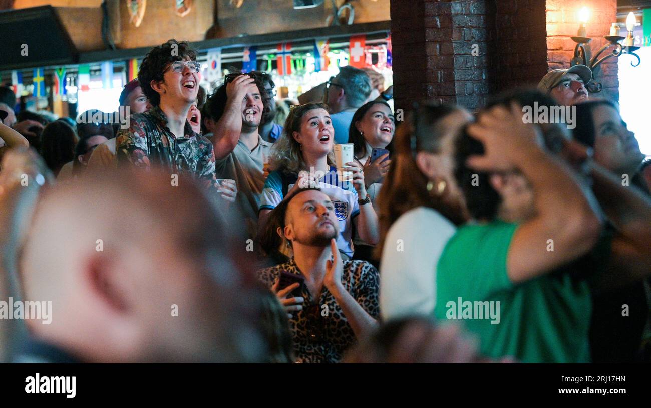 Brighton UK 20th August 2023 - England fans in the King & Queen pub in ...