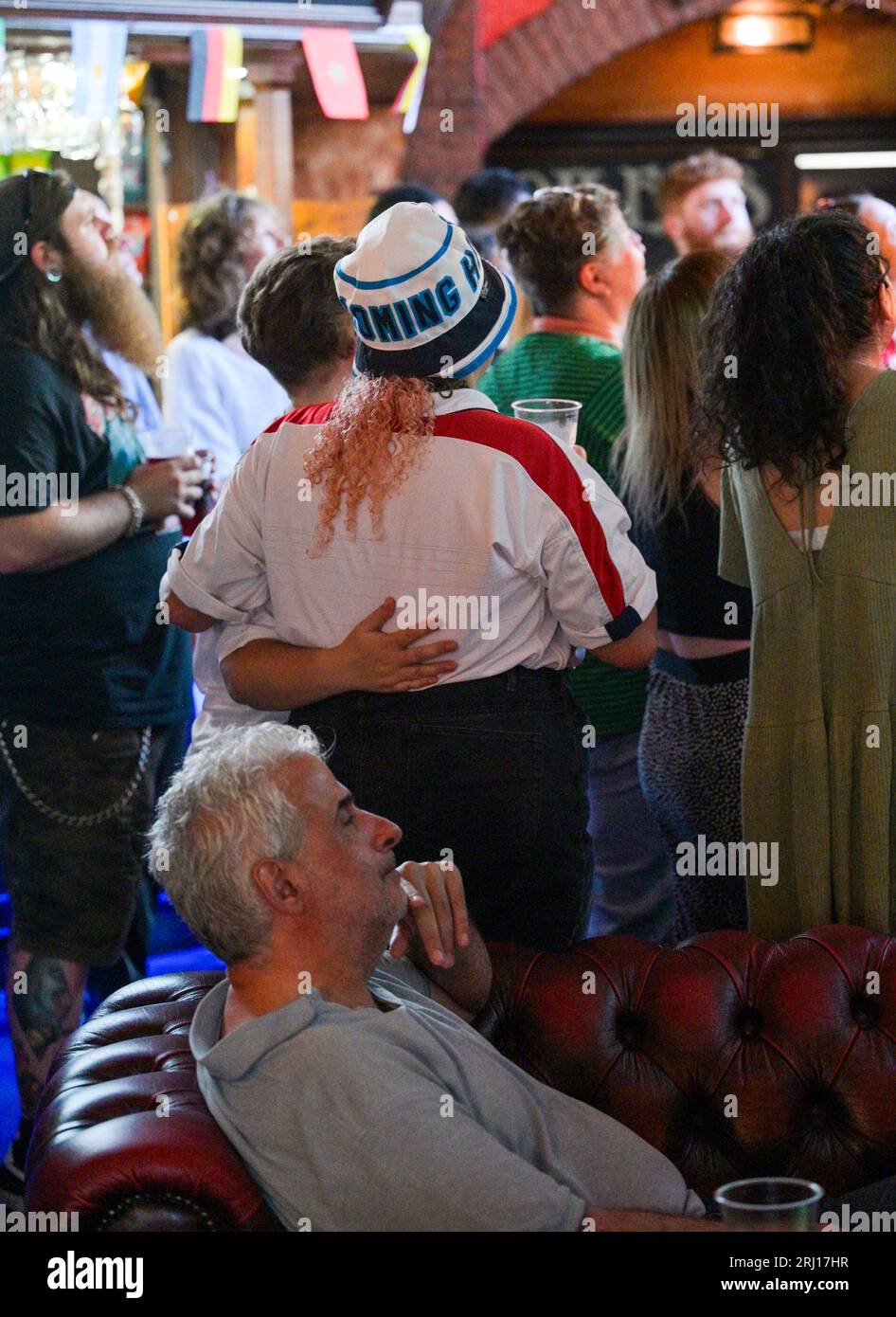 Brighton UK 20th August 2023 - England fans in the King & Queen pub in ...