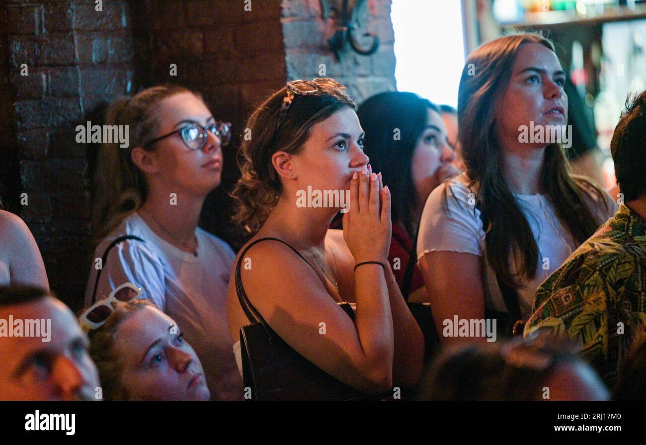Brighton UK 20th August 2023 - England fans in the King & Queen pub in ...