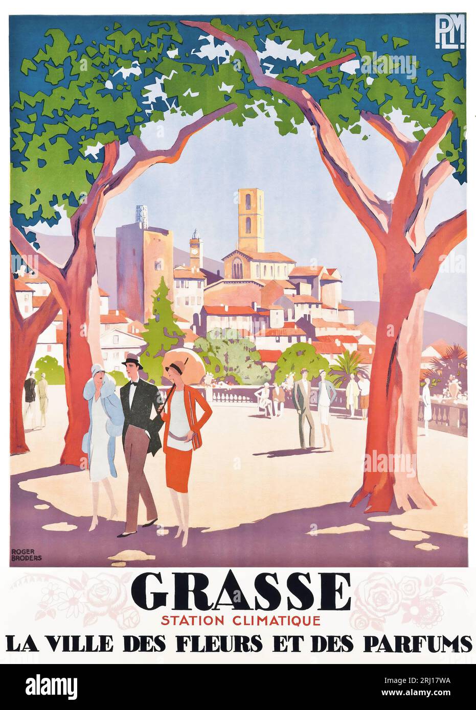 1930 Grasse, Provence, France, Roger Broders travel poster, town of ...