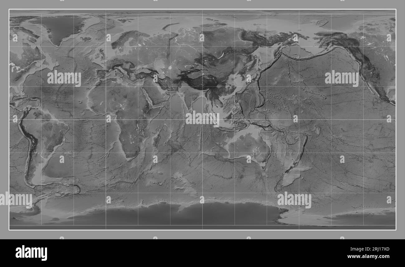 Grayscale map of the world in the Patterson Cylindrical projection ...