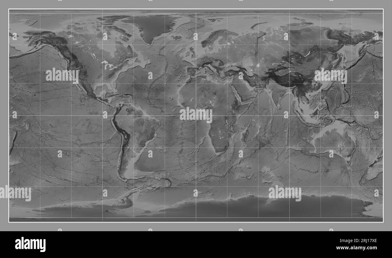 Grayscale map of the world in the Patterson Cylindrical projection ...