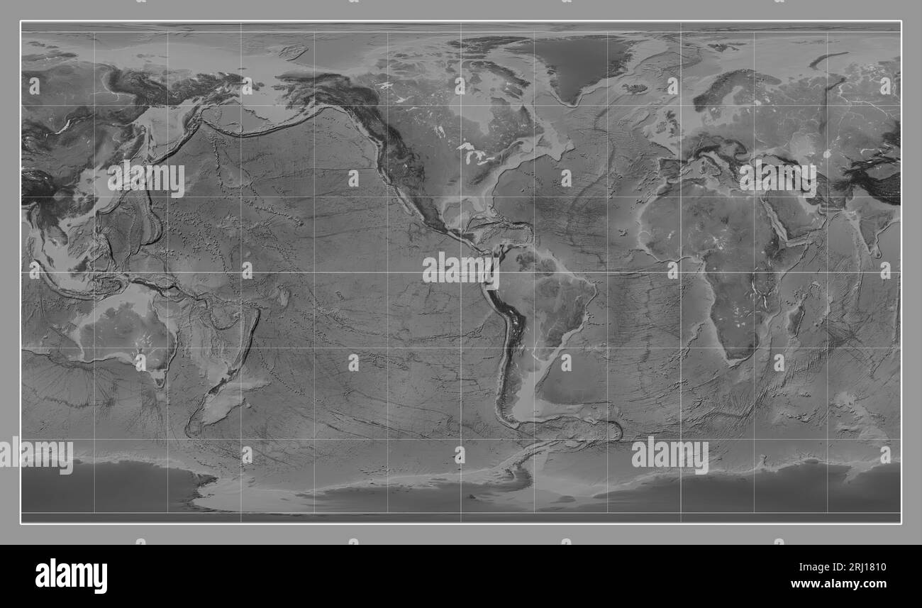 Grayscale map of the world in the Patterson Cylindrical projection ...