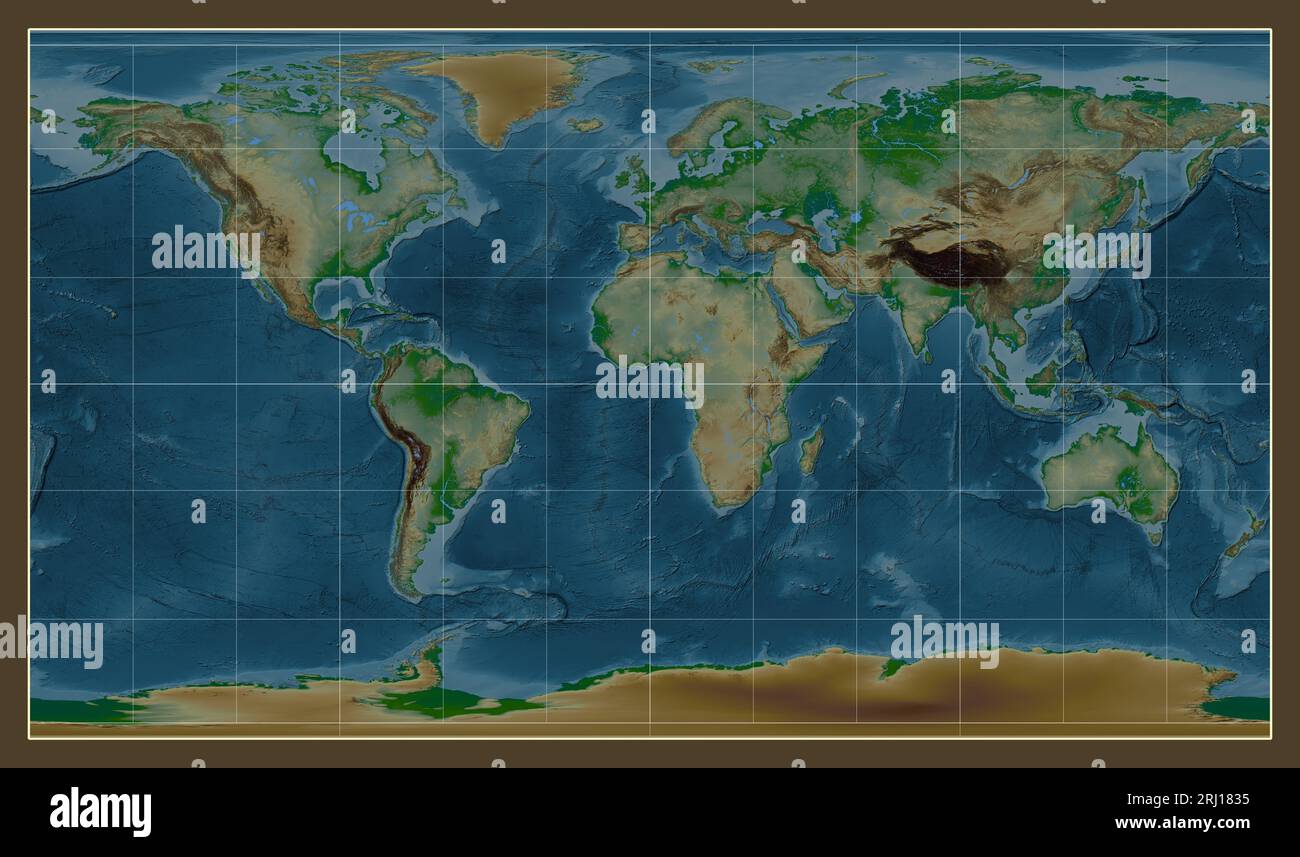 Physical map of the world in the Patterson Cylindrical projection ...
