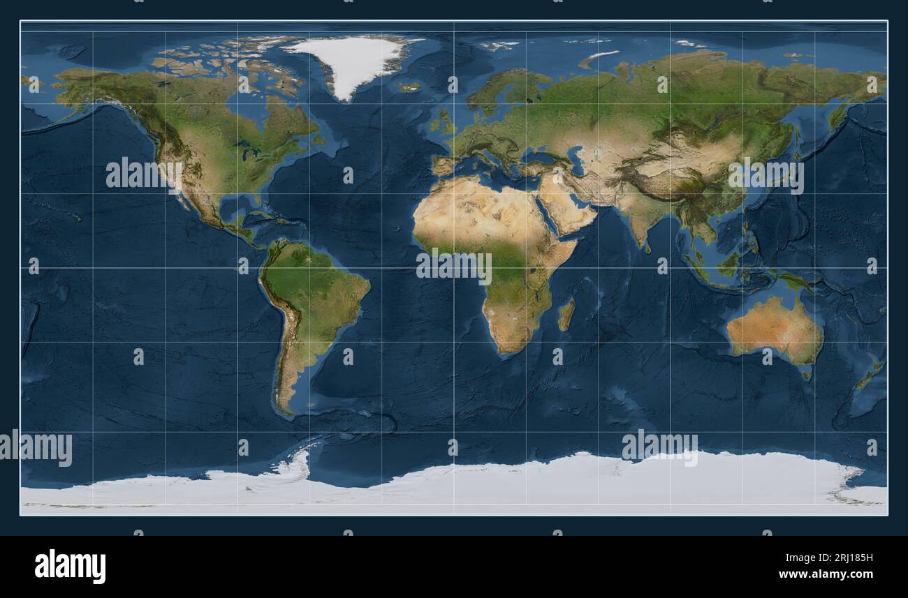 Satellite map of the world in the Patterson Cylindrical projection ...
