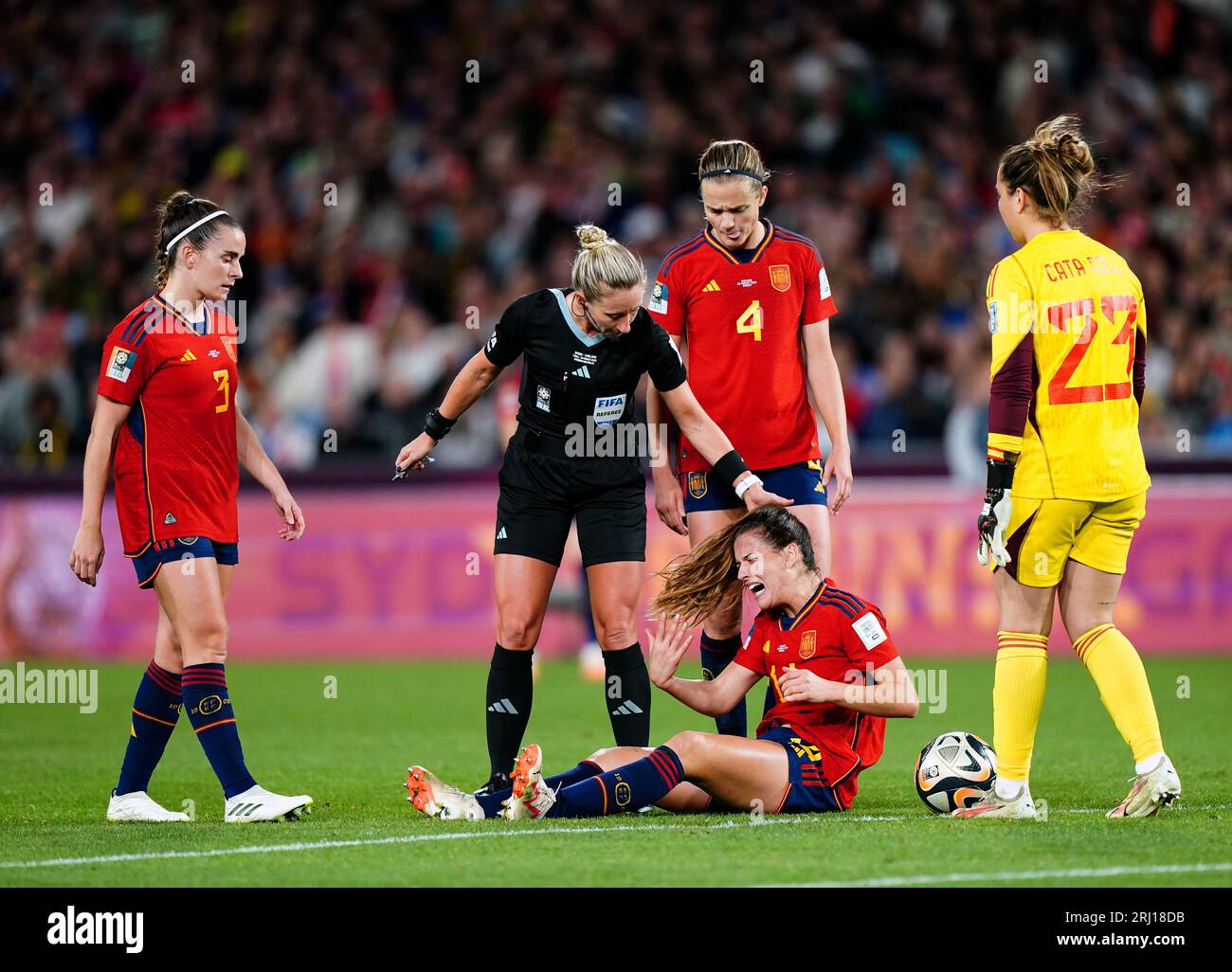 Spain's Laia Codina does down injured during the FIFA Women's World Cup ...