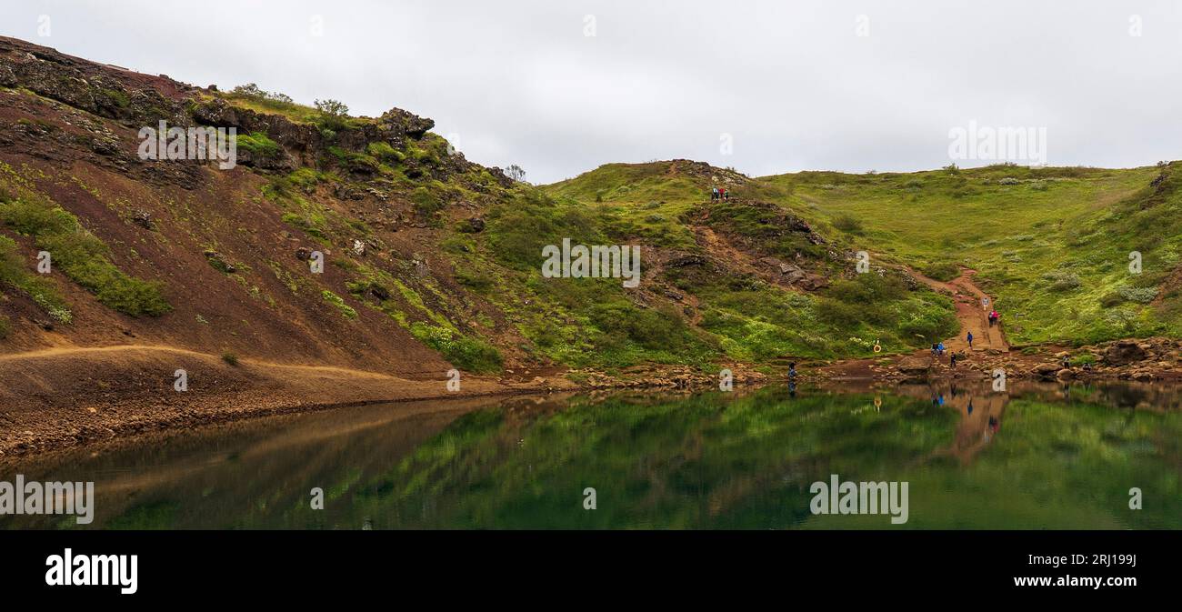 Kerid, volcanic crate lake in the Grimsnes area of South Iceland ...