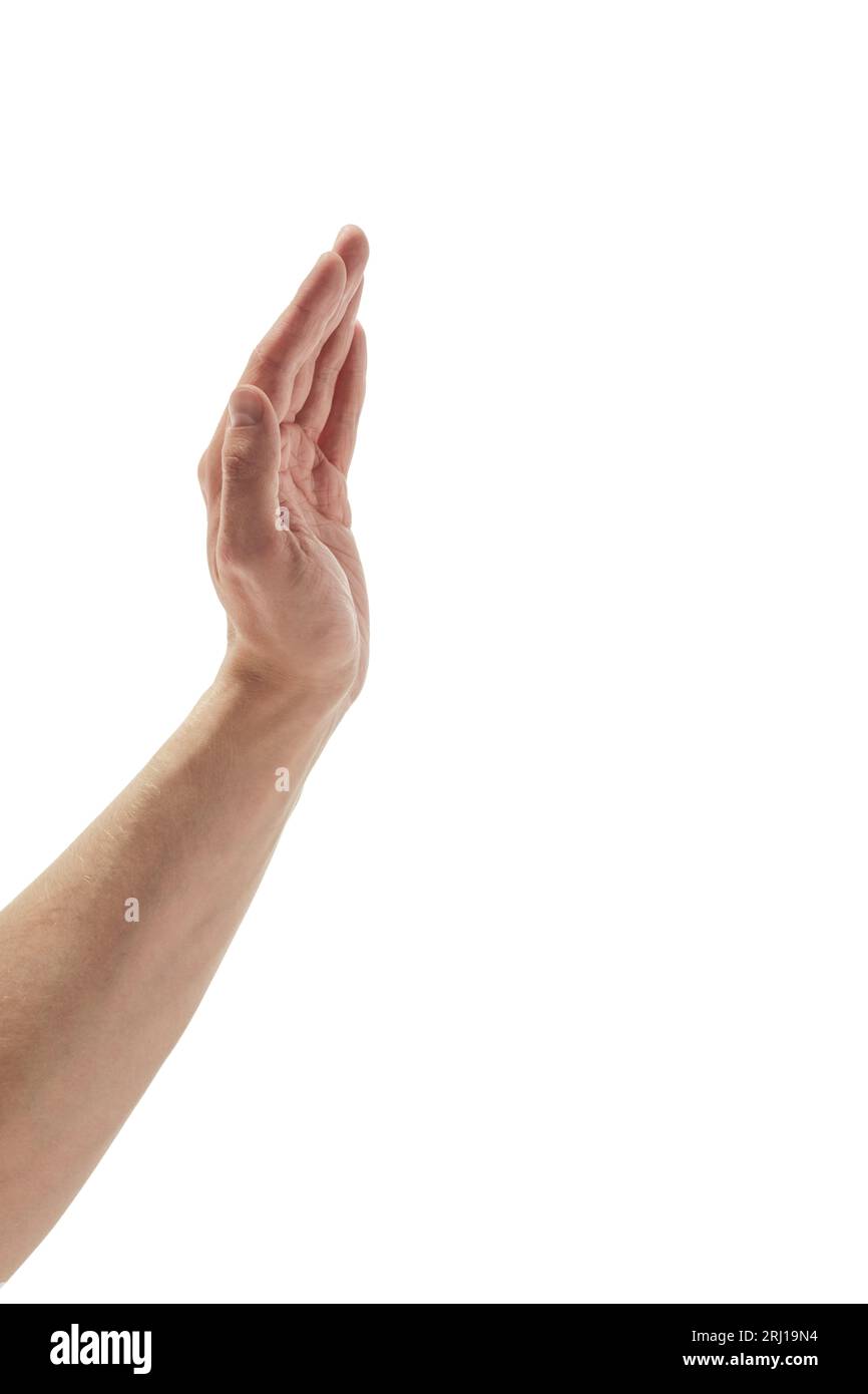 Man hand to hold something isolated on white background Stock Photo - Alamy