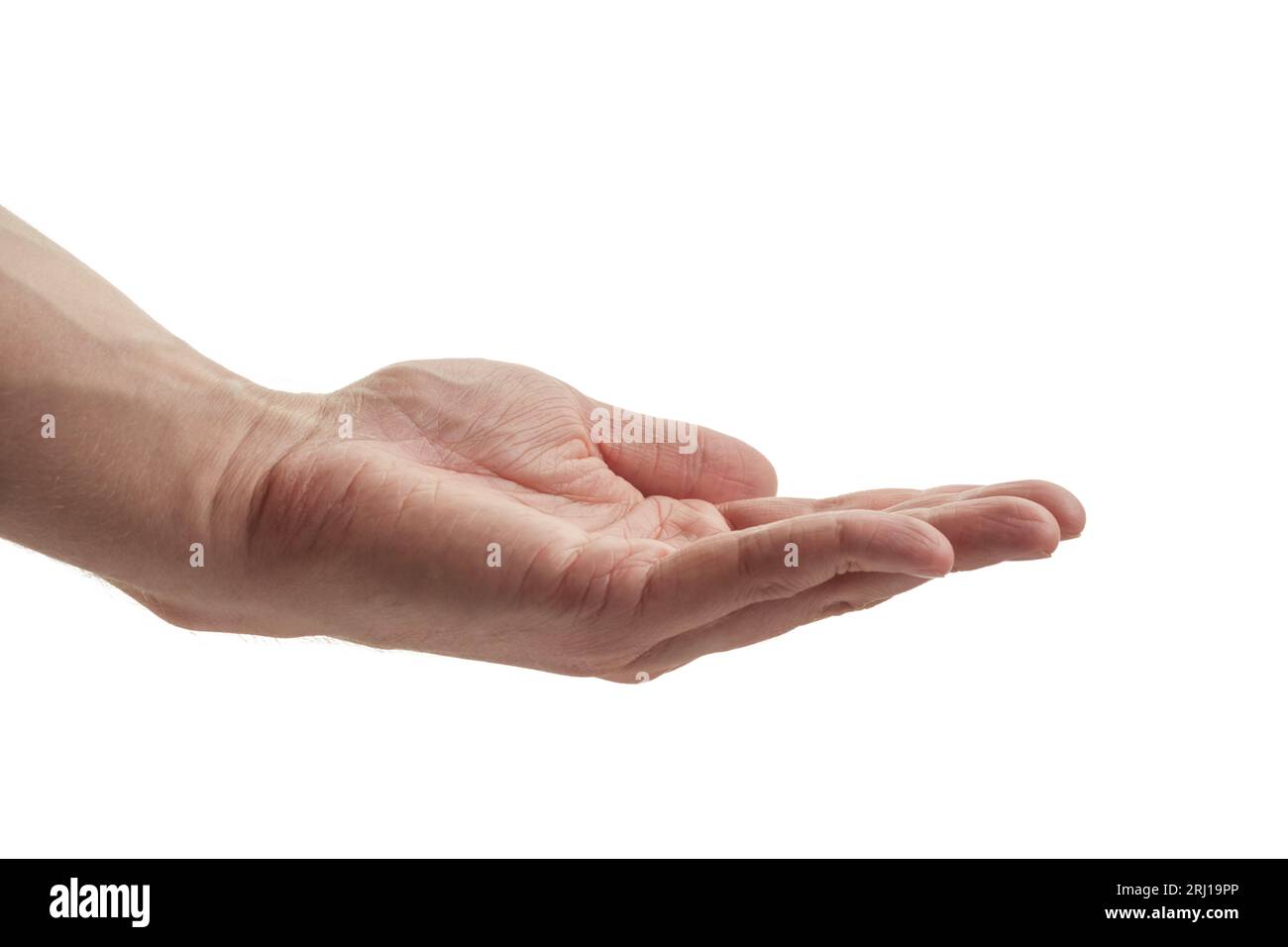 Man hand to hold something isolated on white background Stock Photo - Alamy