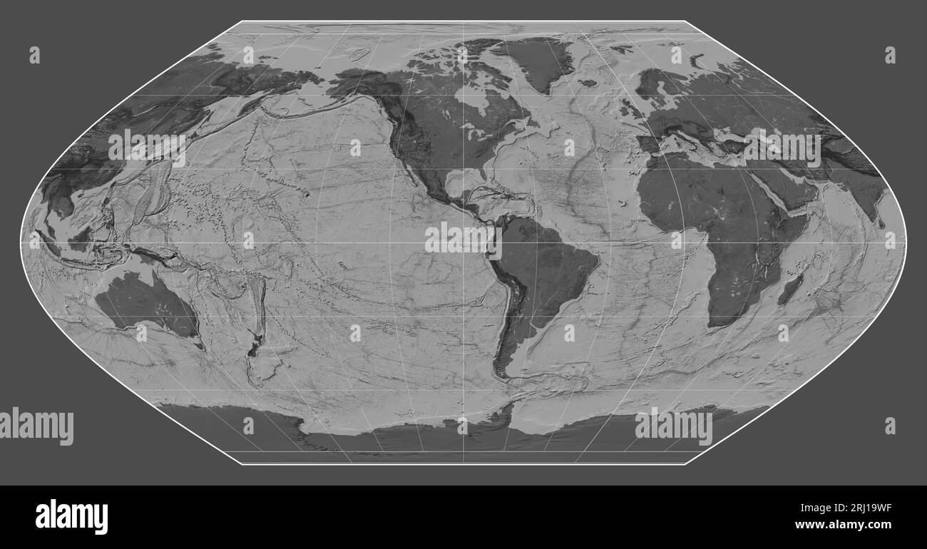 Bilevel map of the world in the Winkel I projection centered on the ...