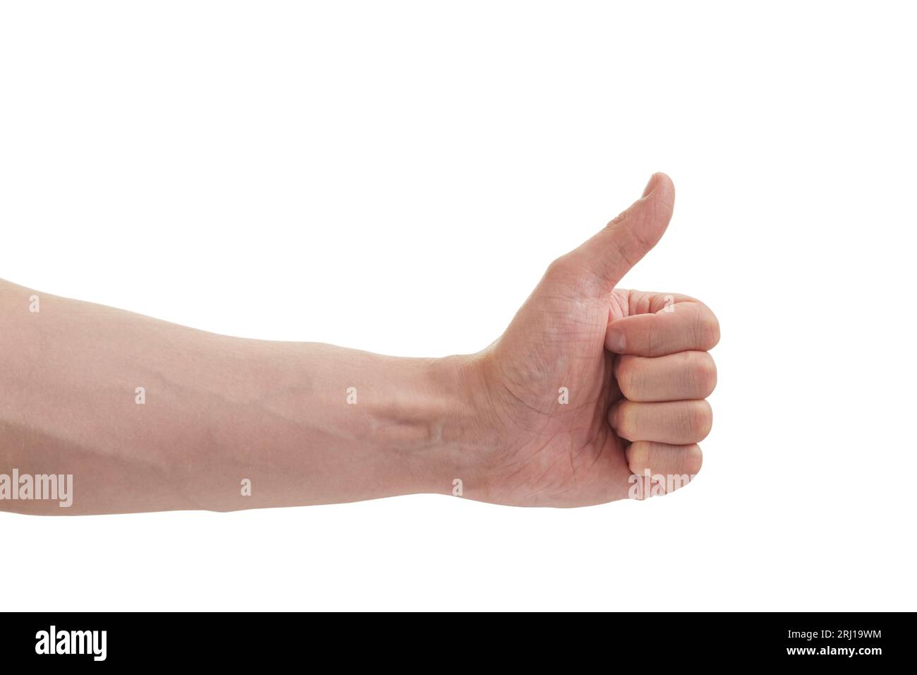 Man hand thumb up gesture isolated on white background Stock Photo - Alamy