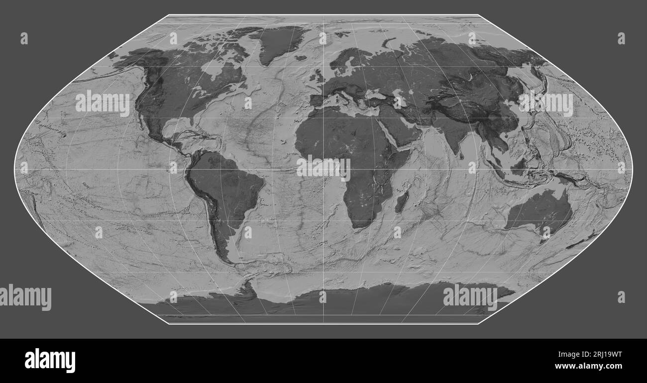 Bilevel map of the world in the Winkel I projection centered on the ...
