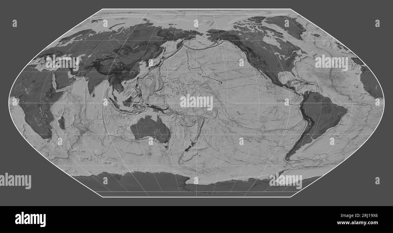 Bilevel map of the world in the Winkel I projection centered on the ...