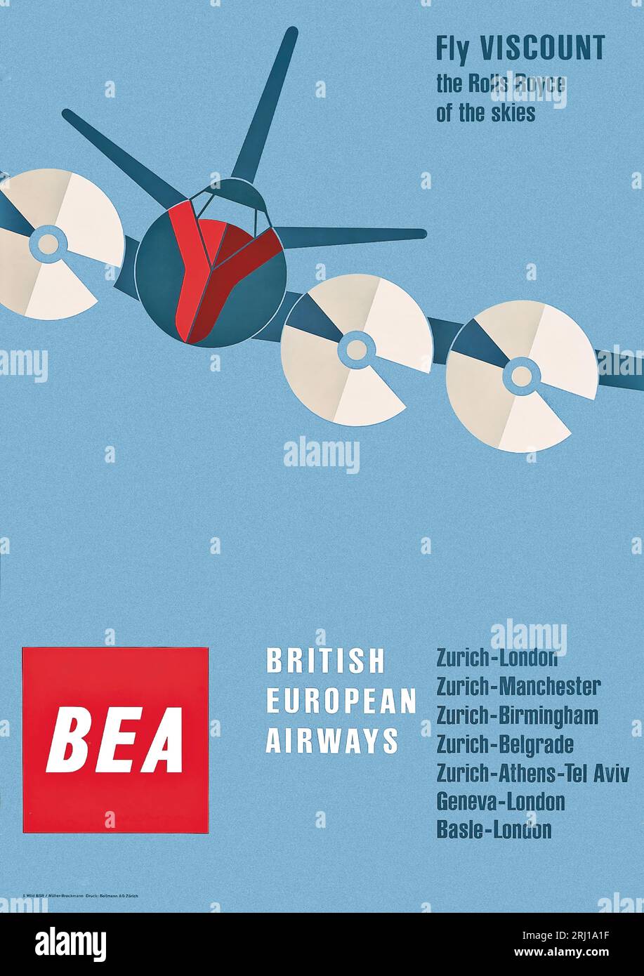 Fly Vickers Viscount - British European Airways (BEA) - Vintage World ...