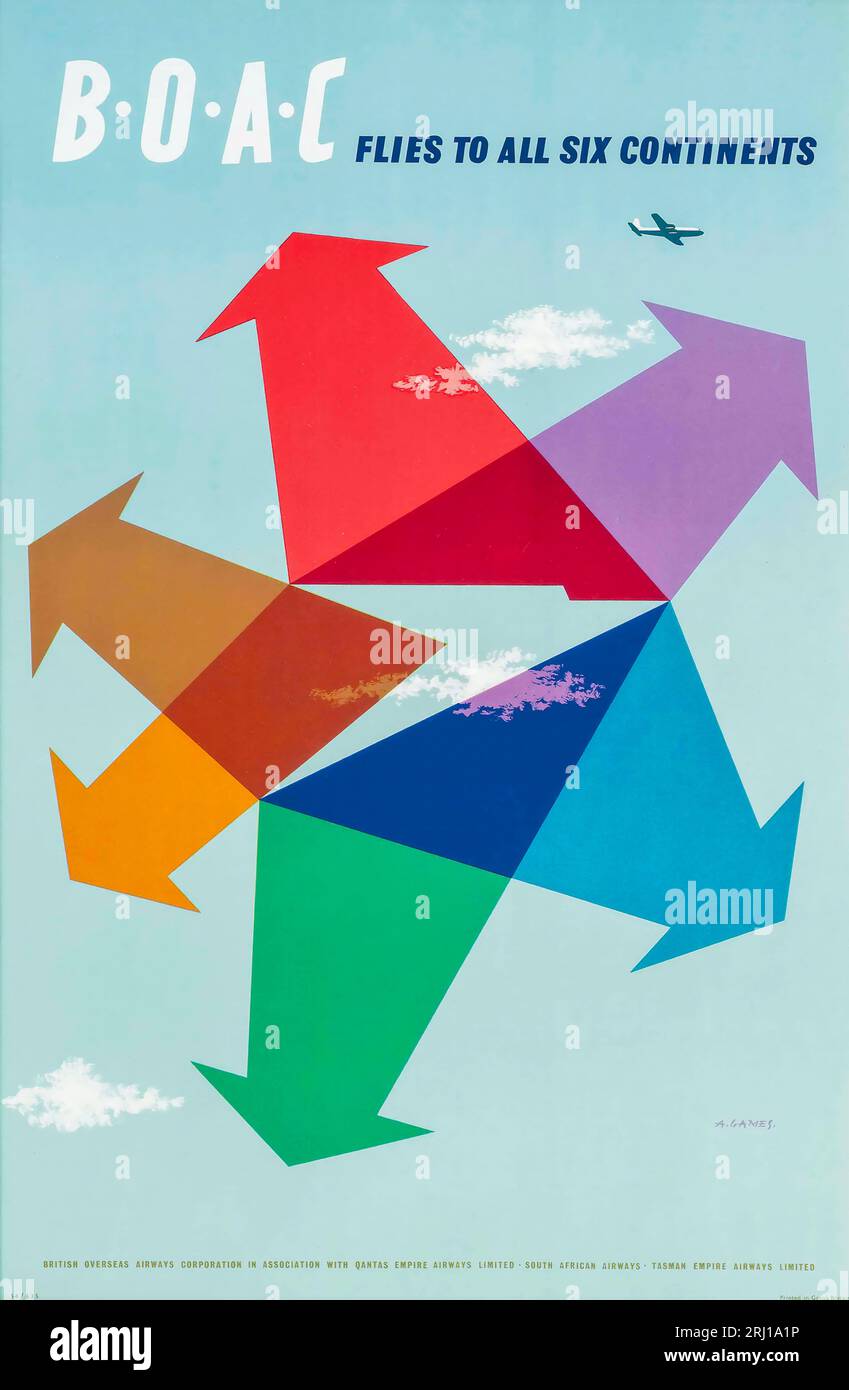 1956 BOAC British Airways travel promotion poster by Abram Games Stock ...