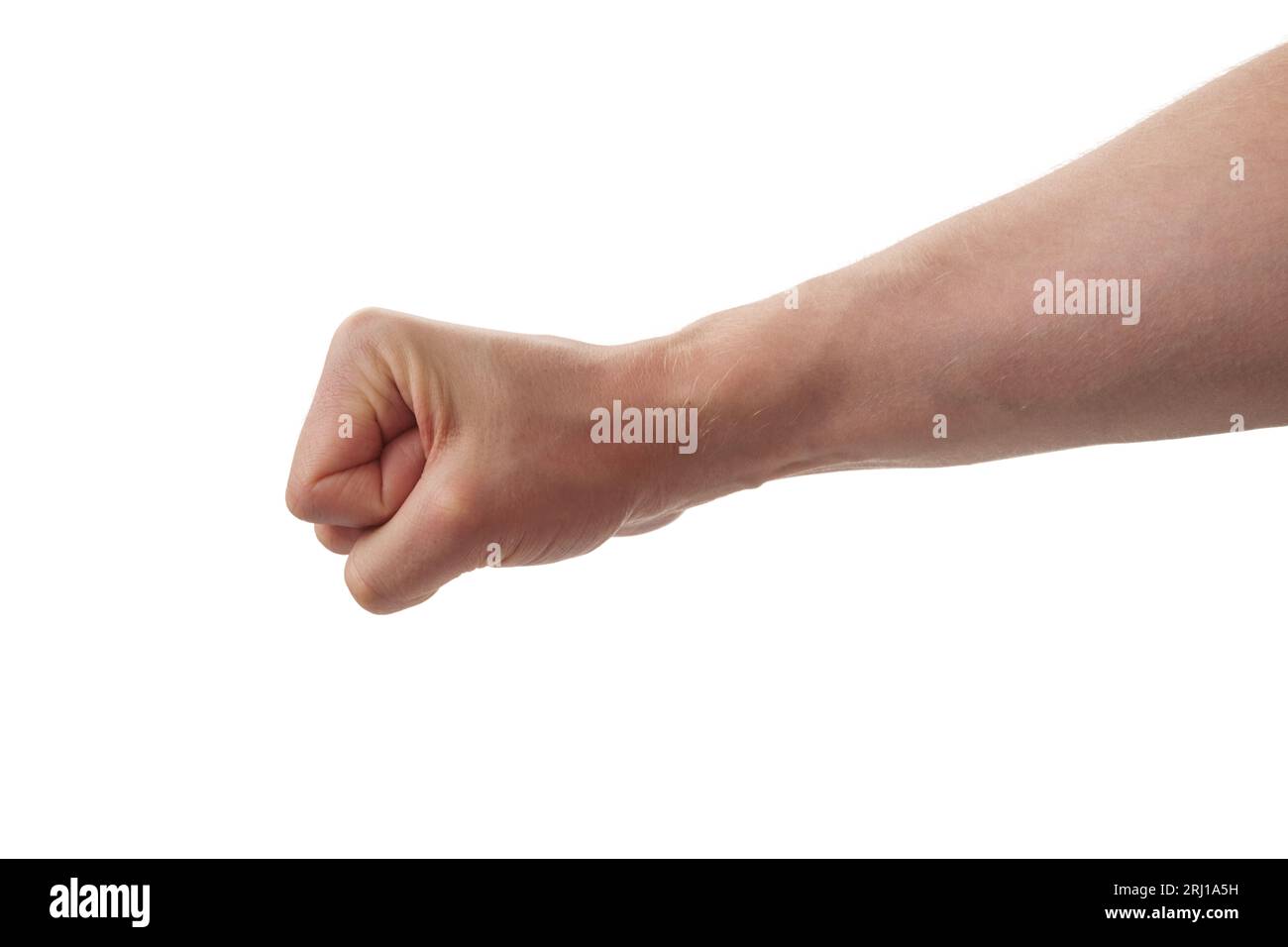 Man hand fist gesture isolated on white background Stock Photo - Alamy