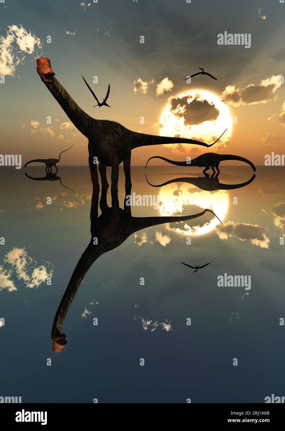 Diplodocus dinosaurs feeding hi-res stock photography and images - Alamy