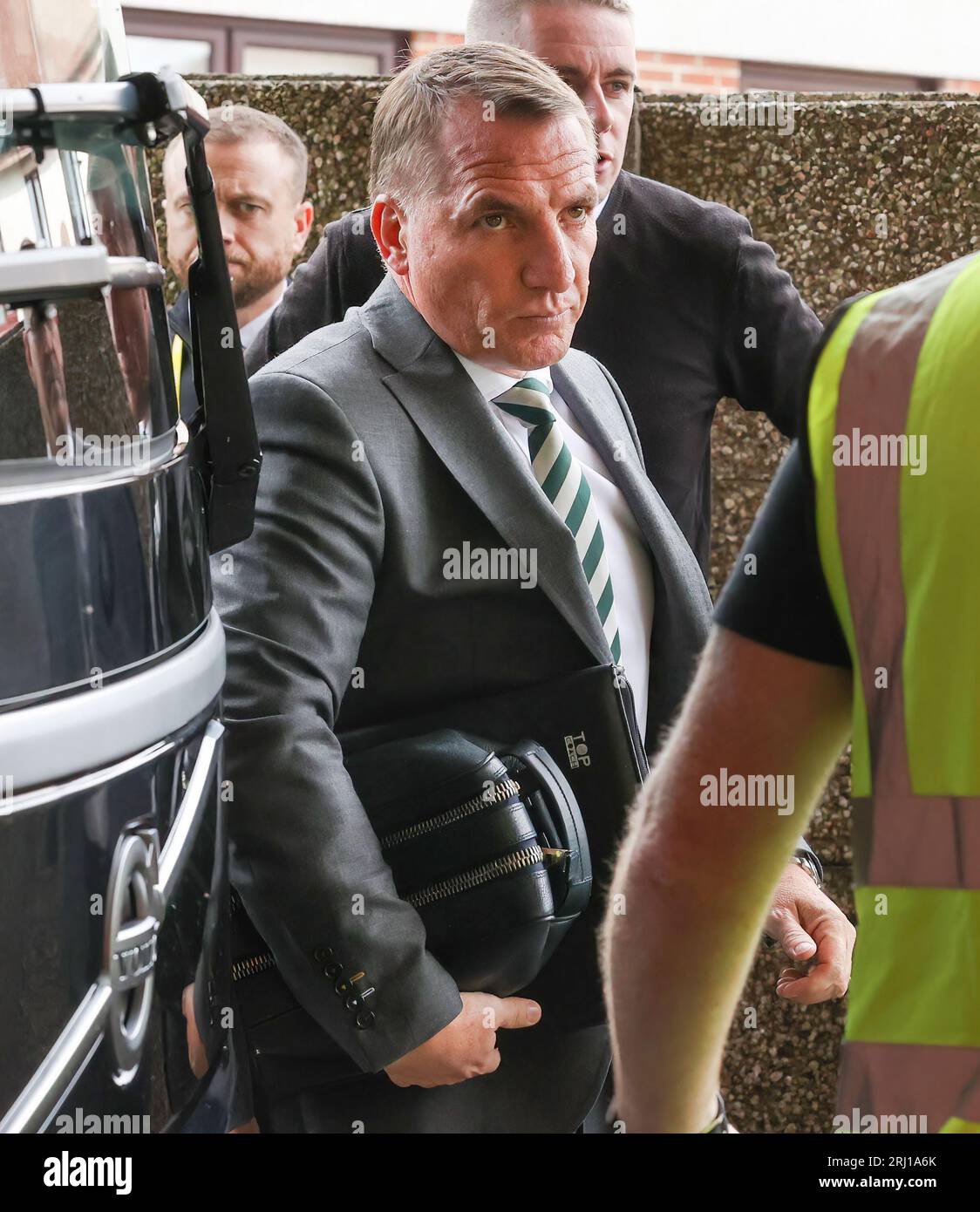 Celtic’s manager Brendan Rodgers arrives at Rugby Park before the ...