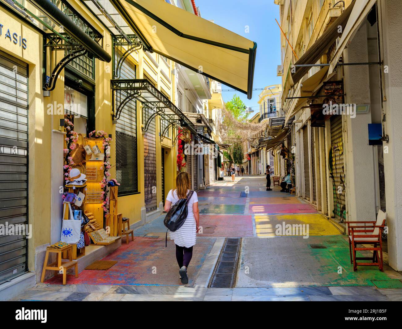 Scenic Streets of old Town, Plaka District, Athens,Greece,Europe Stock ...