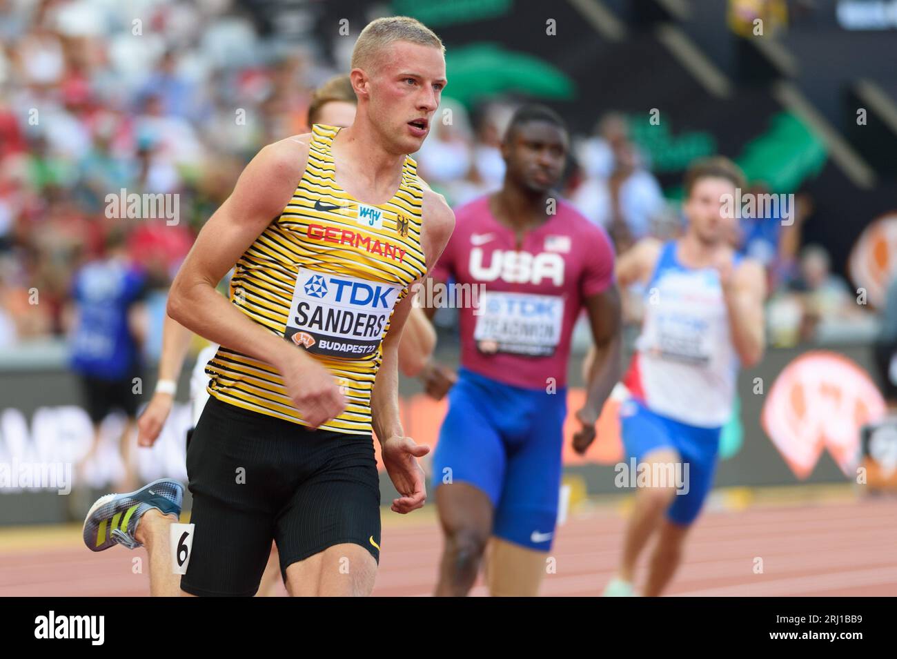 Manuel Sanders (Germany) during the 400 metres heat race during the ...