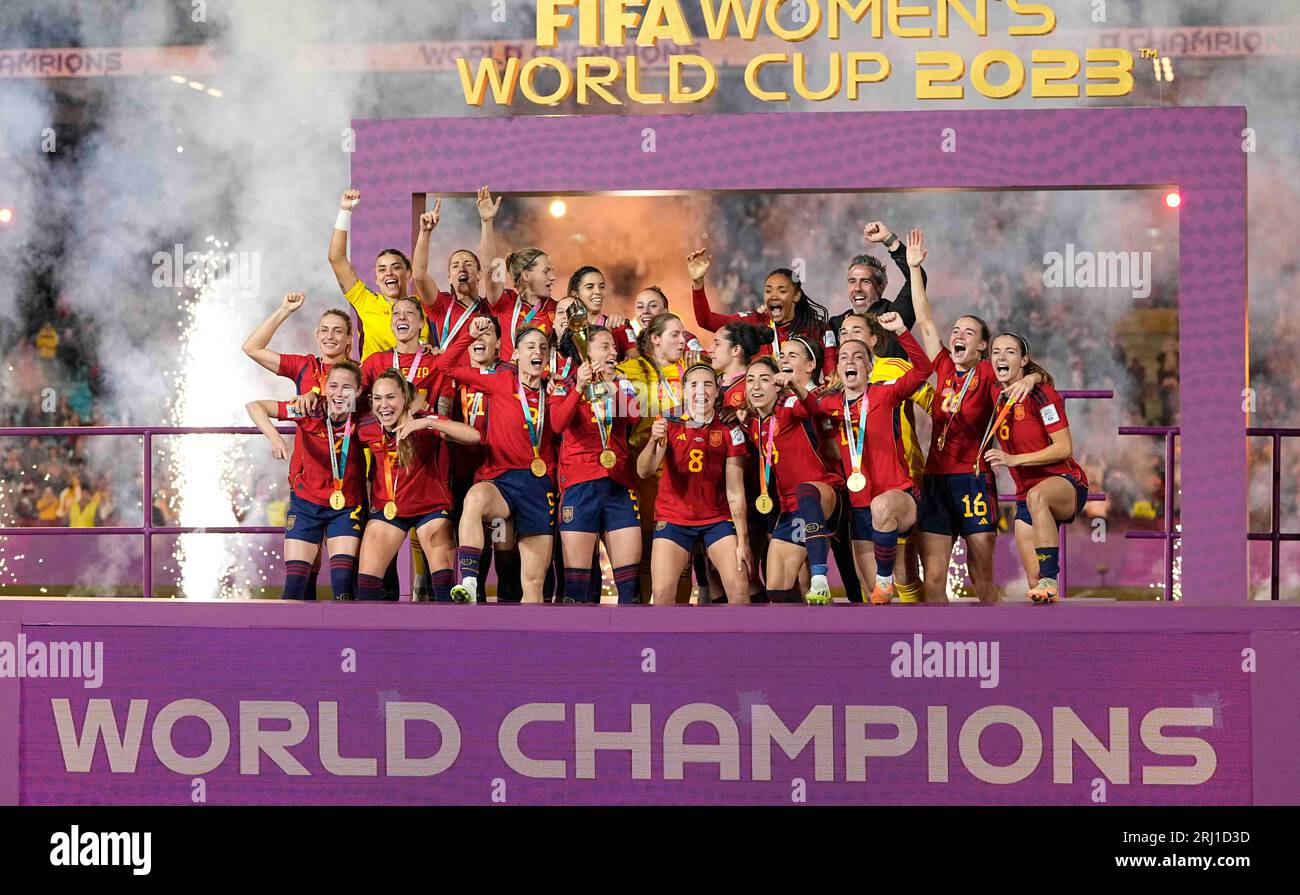 August 20 2023: Spanish team with the the World Cup trophy during a ...