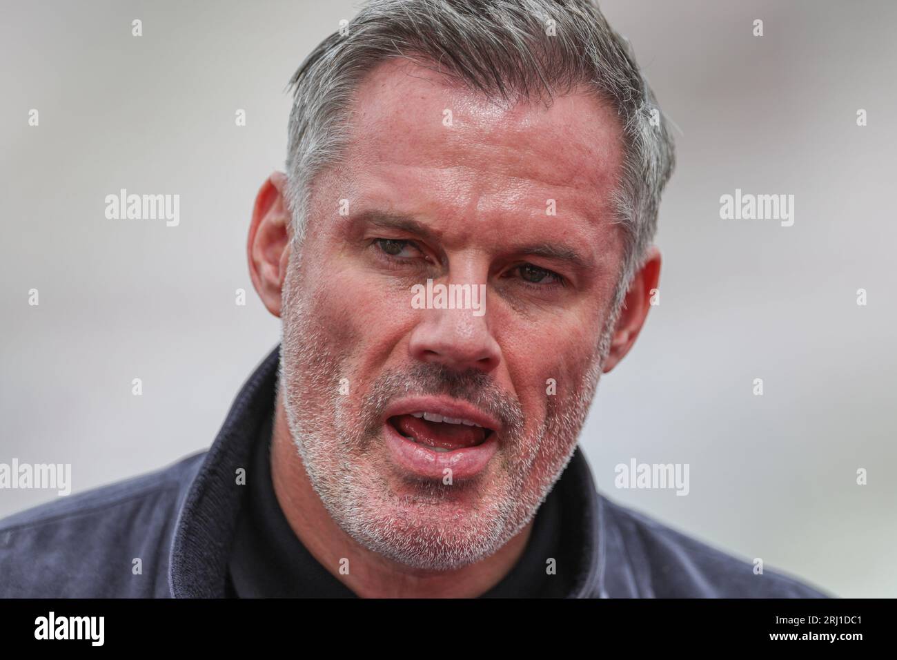 Jamie Carragher former Liverpool player gives an interview ahead of the ...