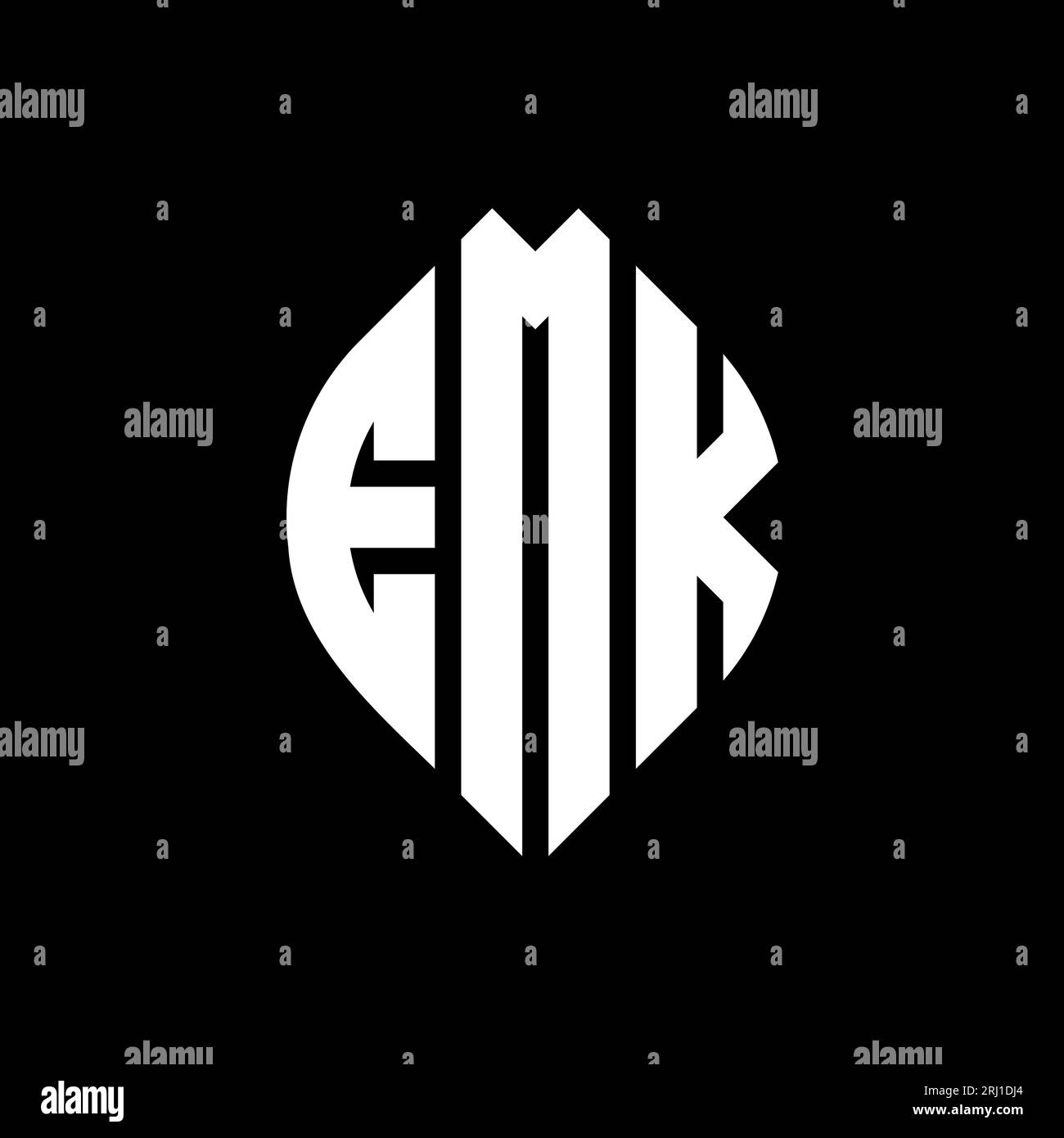EMK circle letter logo design with circle and ellipse shape. EMK ...