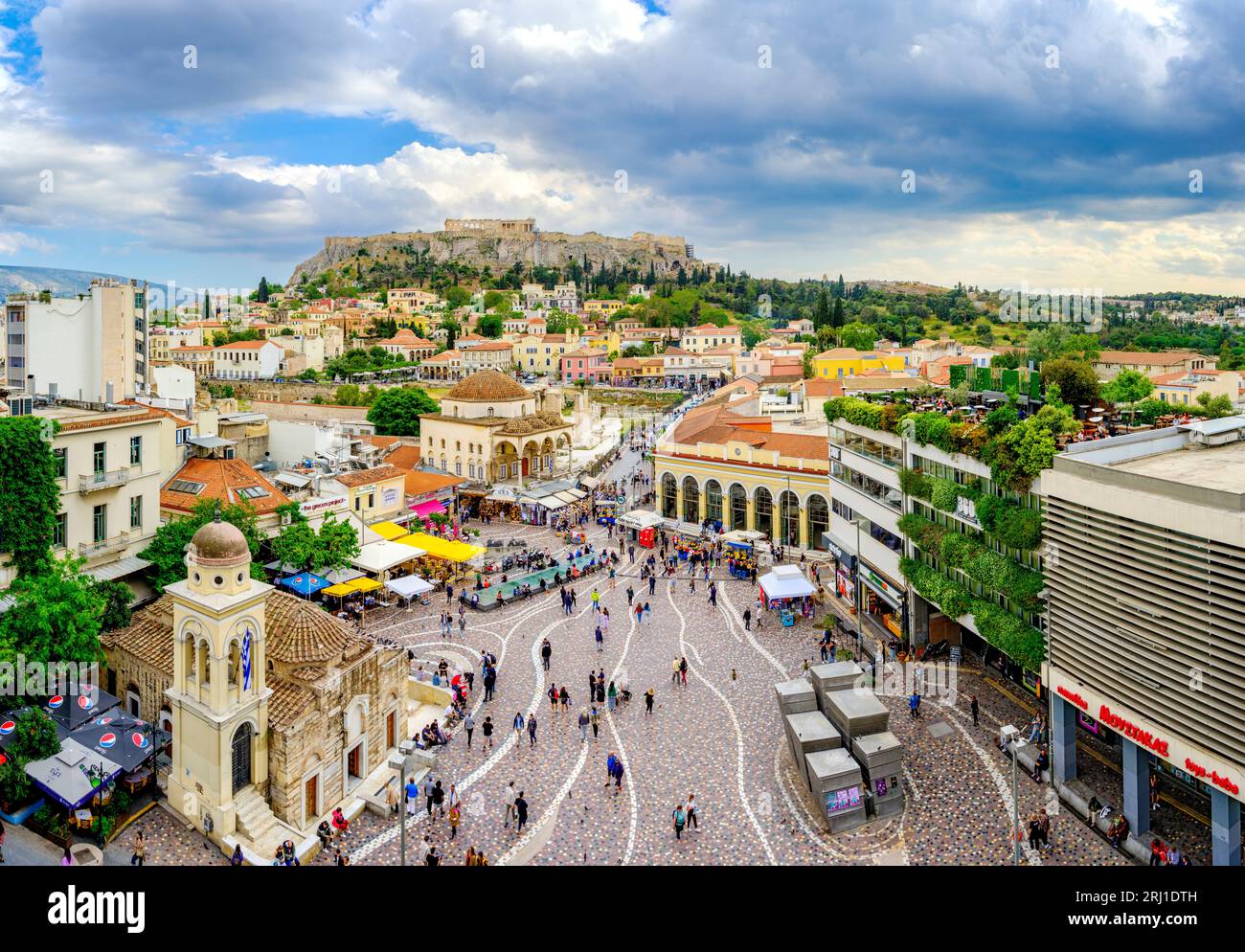Monastiraki Square, Scenic Streets of old Town, Plaka District, Athens ...