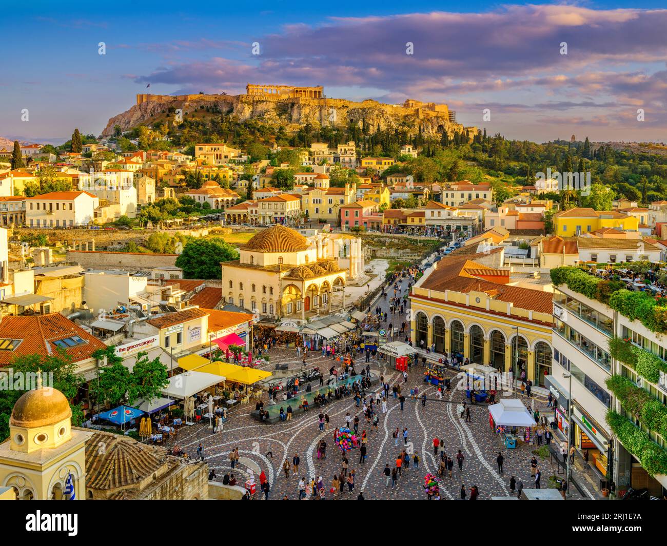 Monastiraki Square, Scenic Streets of old Town, Plaka District, Athens ...