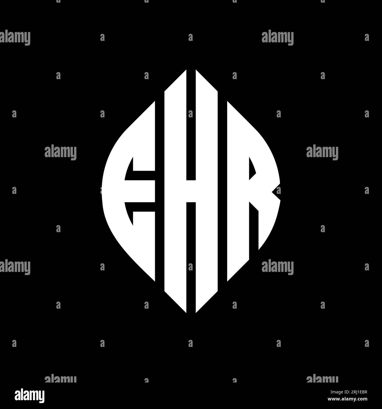 EHR circle letter logo design with circle and ellipse shape. EHR ...