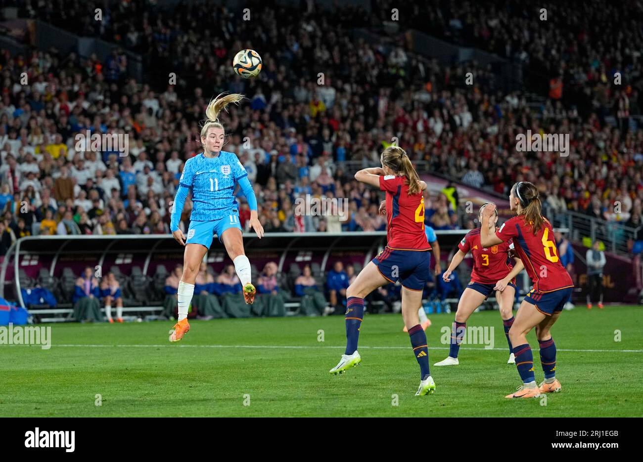 August 20 2023: Lauren Hemp (England) heads during a FiFA Womens World ...
