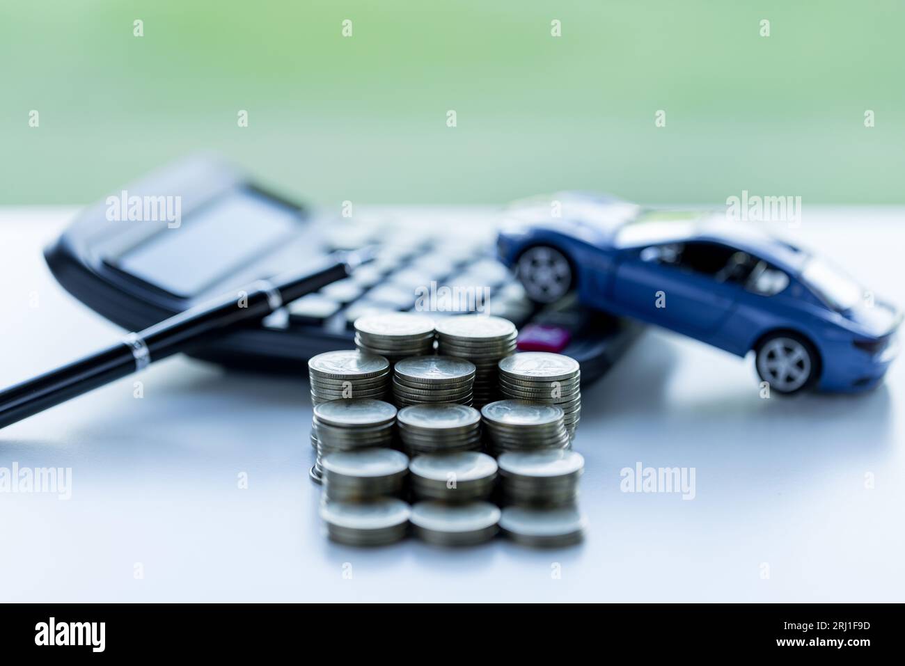 Car loan,money, banknote on agreement document or car insurance ...