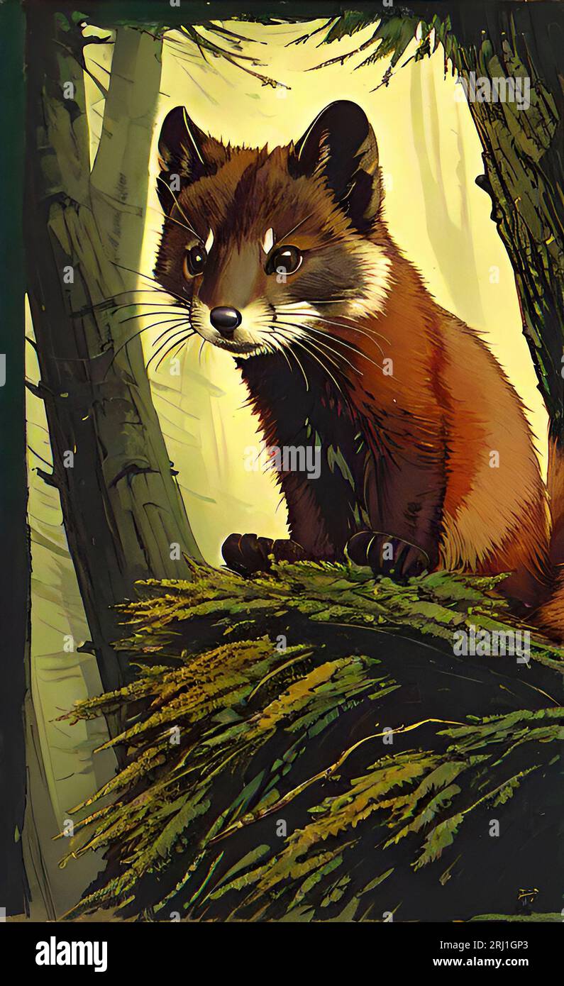 Pine marten illustration hi-res stock photography and images - Alamy