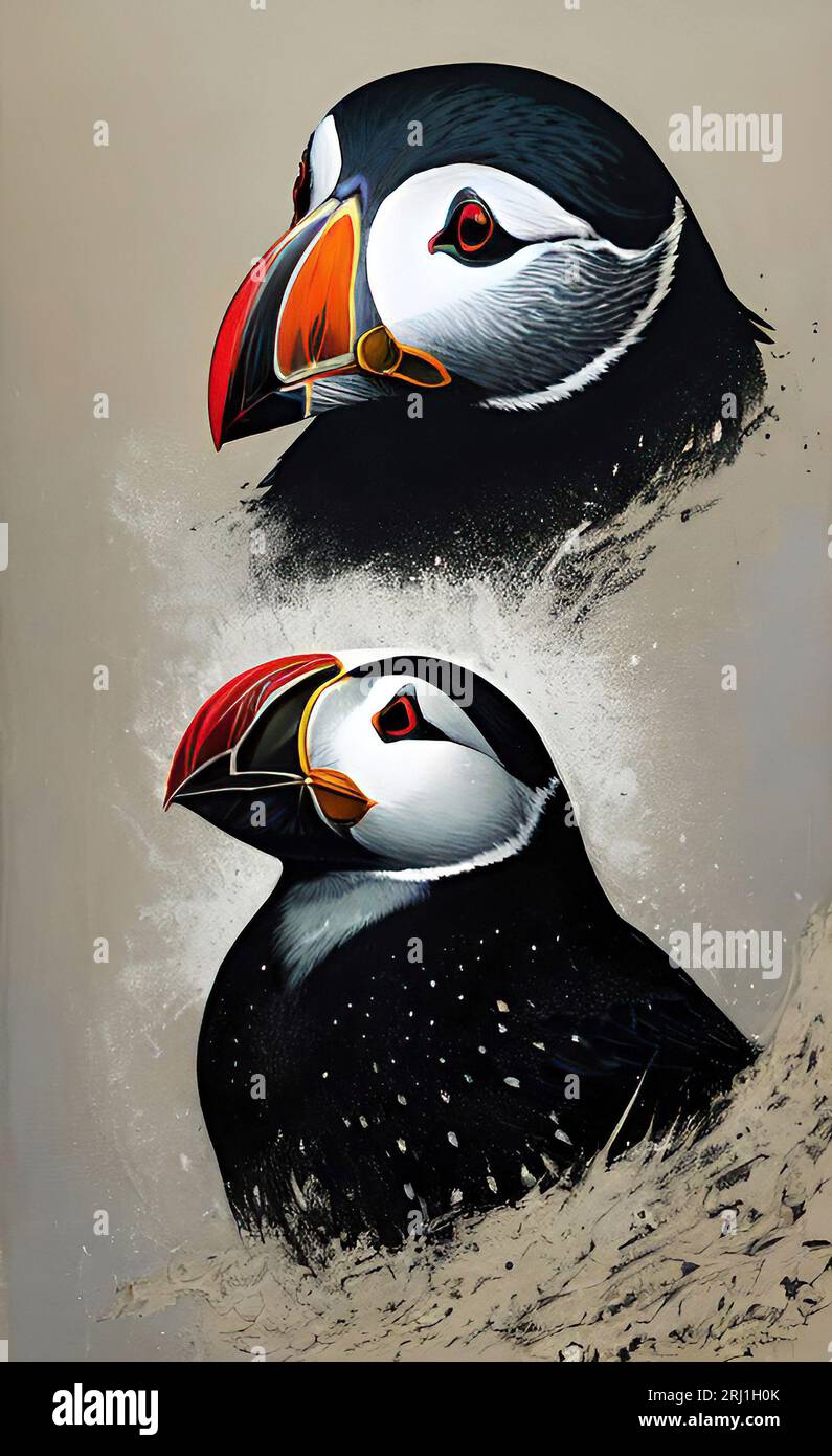 Puffin artwork hi-res stock photography and images - Alamy